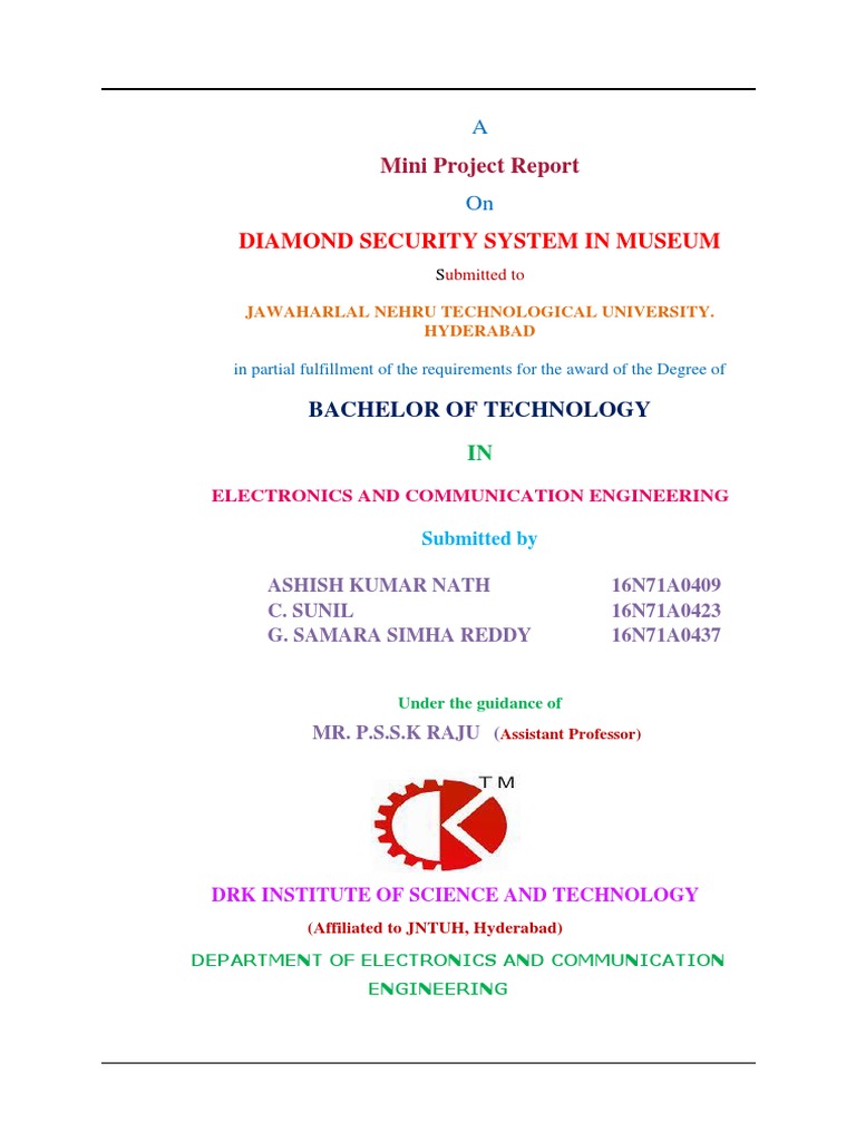 Diamond Security System in Museum: Mini Project Report | Download Free PDF | Arduino | Rectifier