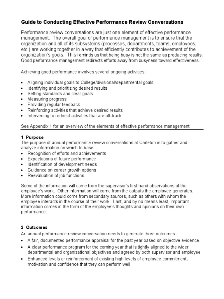 Guide To Conducting Effective Performance Review Conversations | PDF ...