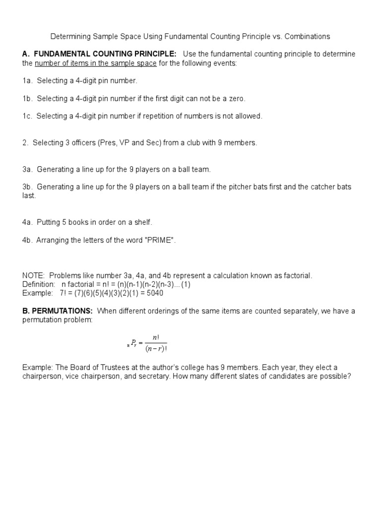 Counting & Combinations Guide | PDF | Permutation | Teaching Mathematics