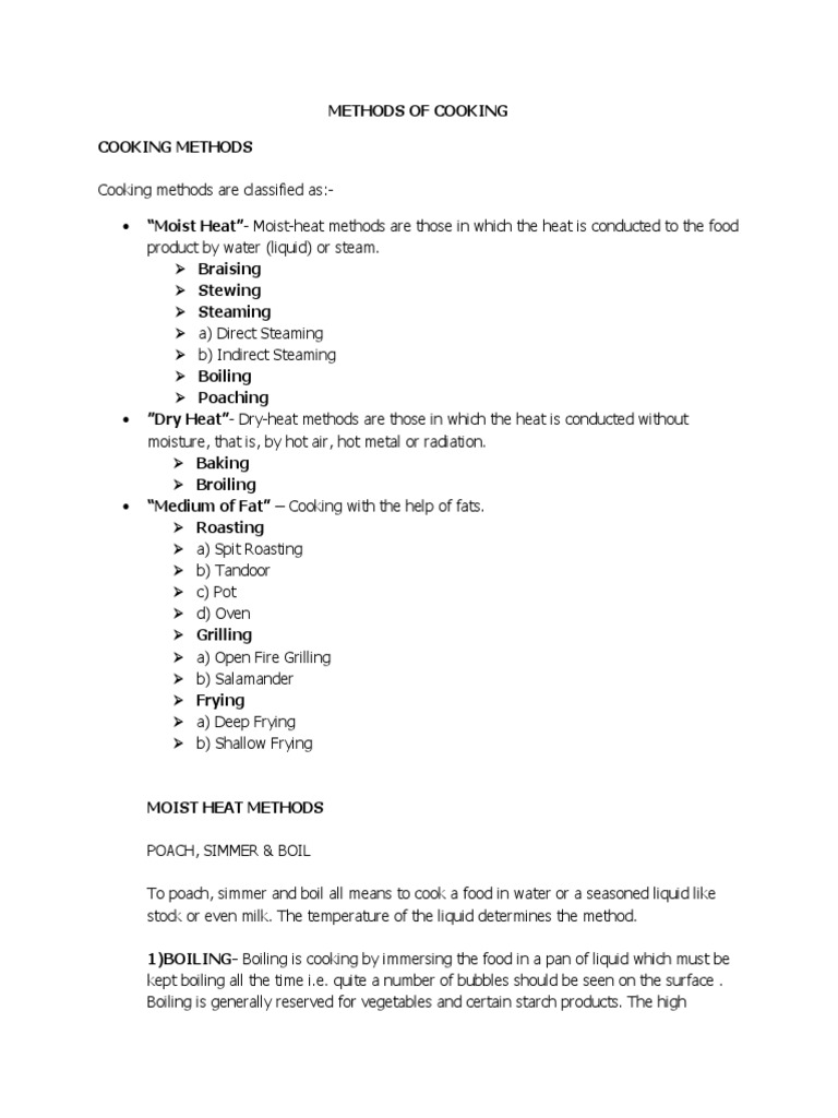 Methods of Cooking | PDF | Roasting | Grilling