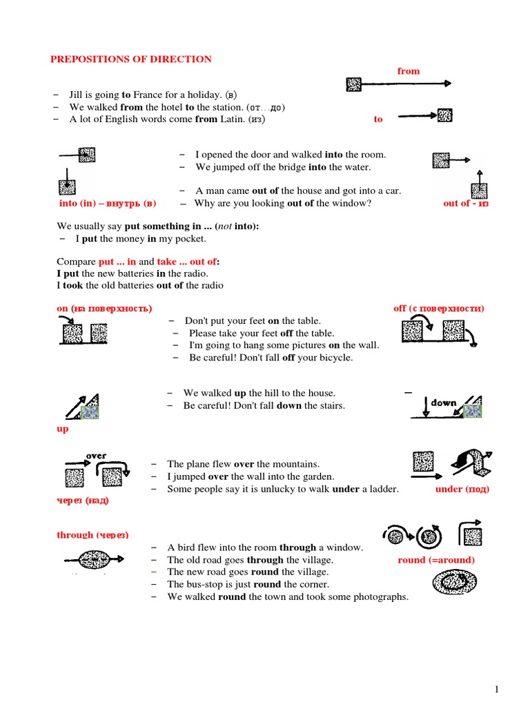 Prepositions of Direction (Theory) | PDF
