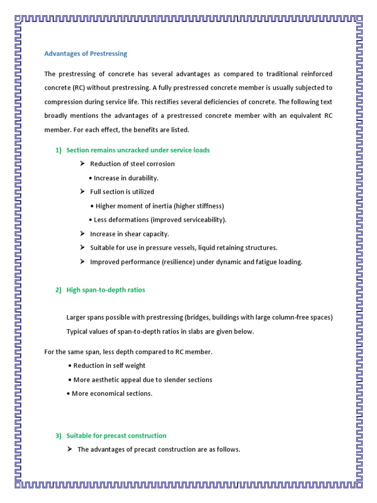Advantages and Disadvantages of Prestress | PDF | Prestressed Concrete | Reinforced Concrete