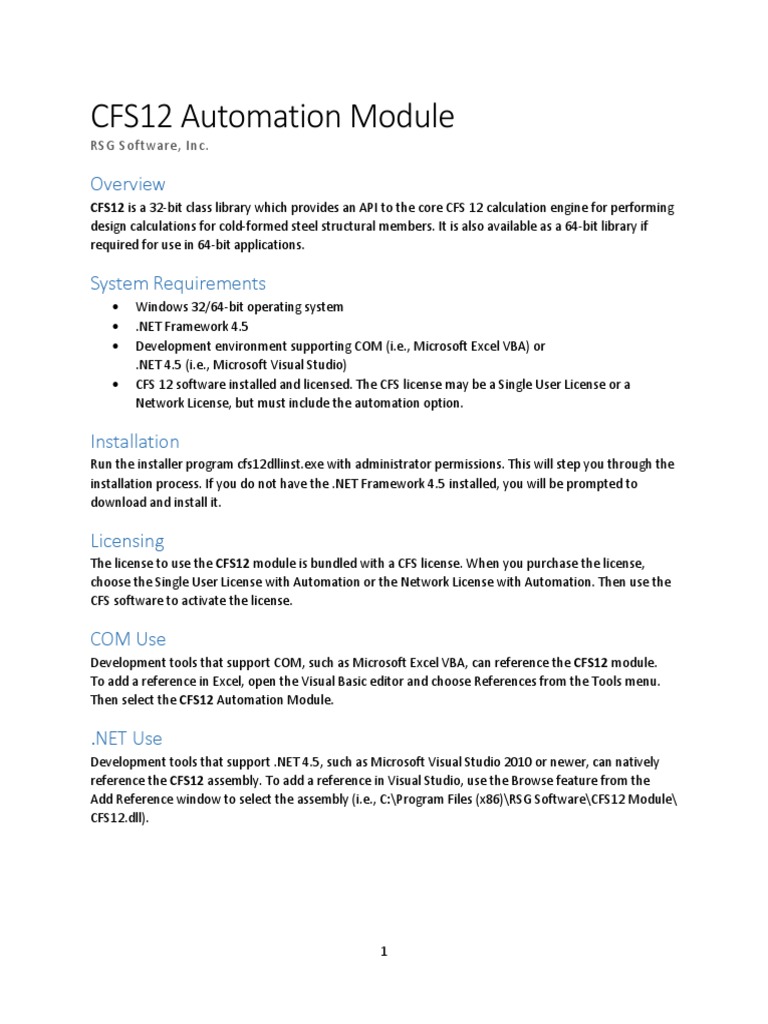 CFS12 Automation Module | PDF | Strength Of Materials | Visual Basic ...
