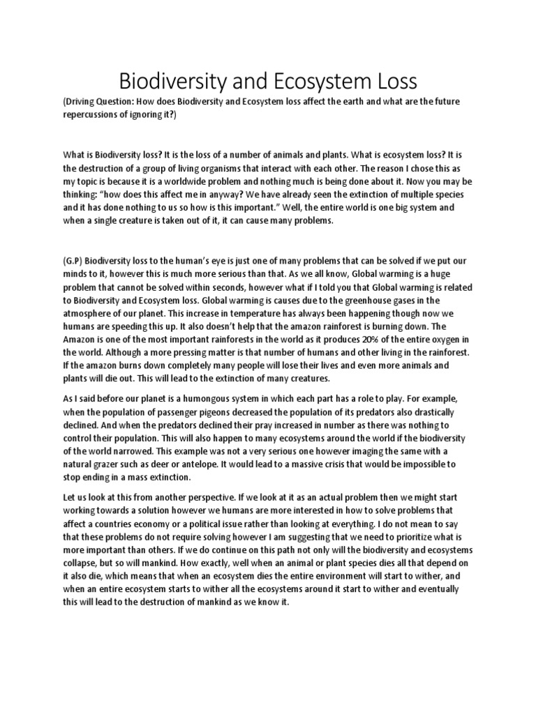 Biodiversity and Ecosystem Loss | PDF | Biodiversity | Global Warming