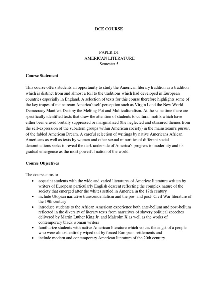 American Literature Course Overview | PDF | Test (Assessment ...