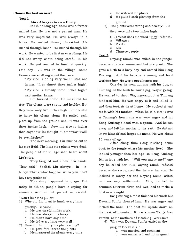 Soal Latihan Narrative Text | PDF | Hansel And Gretel (Opera)