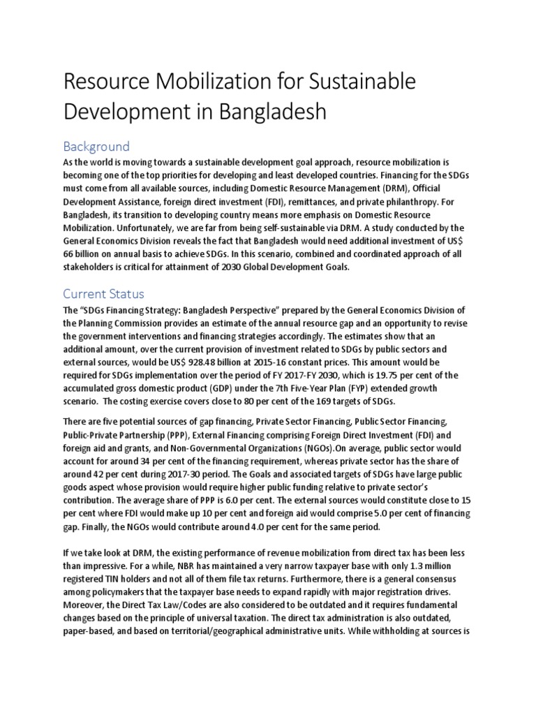 Postion Paper - Resource Mobilization | PDF | International Development ...