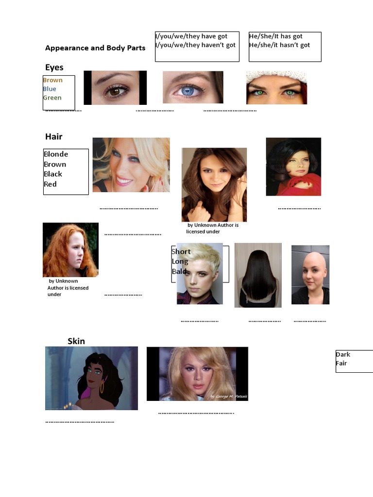 Appearance and Body Parts: Blonde Brown Black Red | PDF | Human Appearance
