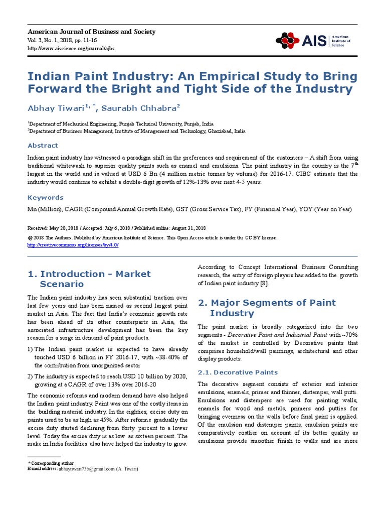 Indian Paint Market | PDF | Value Added Tax | Paint