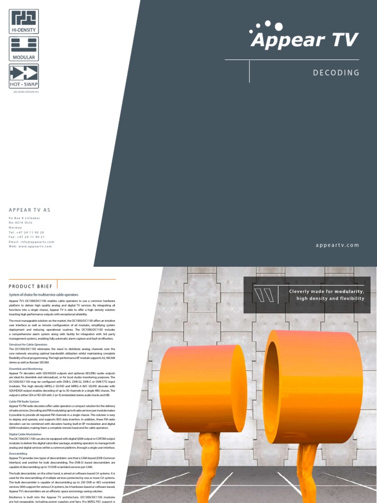Decoding: Appear TV As | PDF | Cable Television | Media Technology