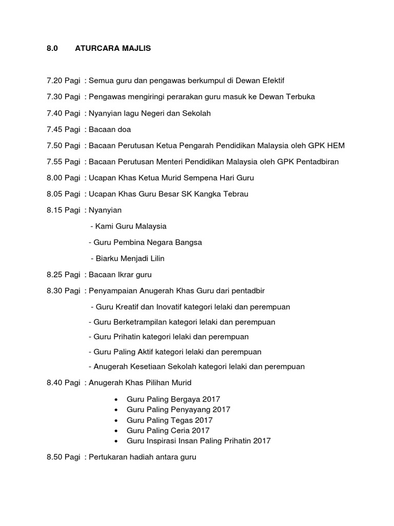 Aturcara Majlis Hari Guru Pdf 