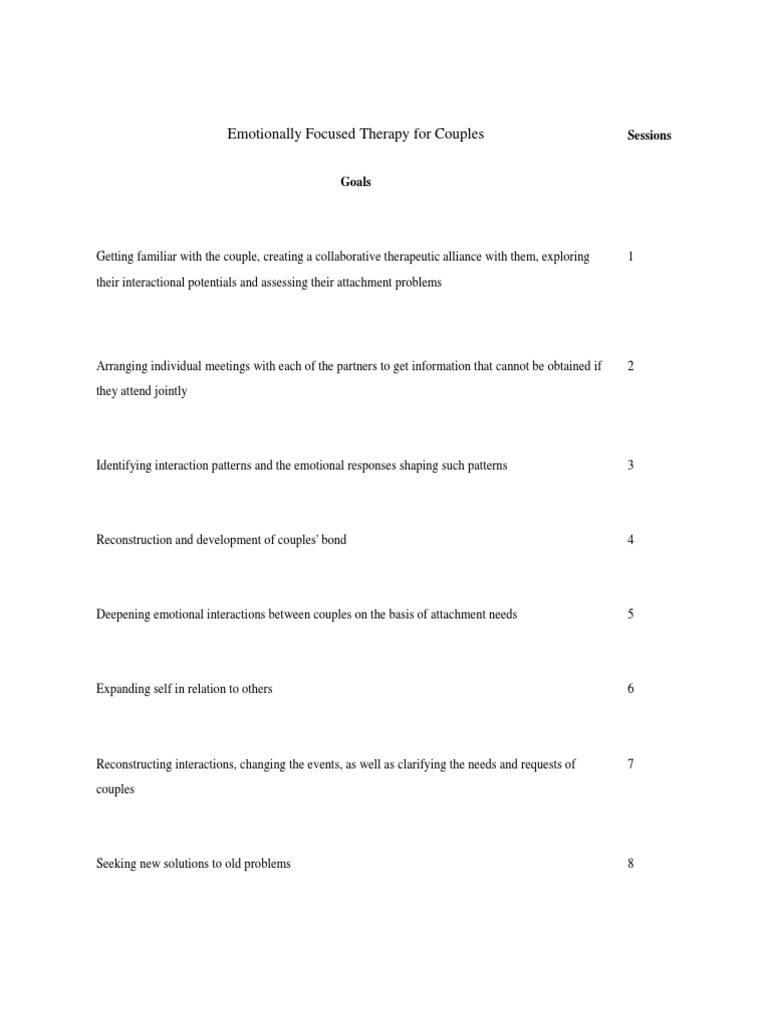 Emotionally Focused Therapy For Couples | PDF