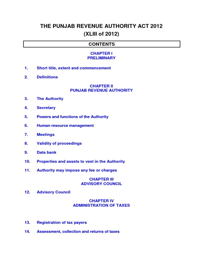 The Punjab Revenue Authority Act 2012 | PDF | Tribunal | Federal ...