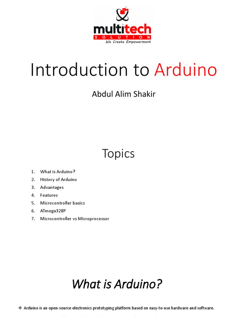 Introduction To Arduino | PDF | Microcontroller | Arduino