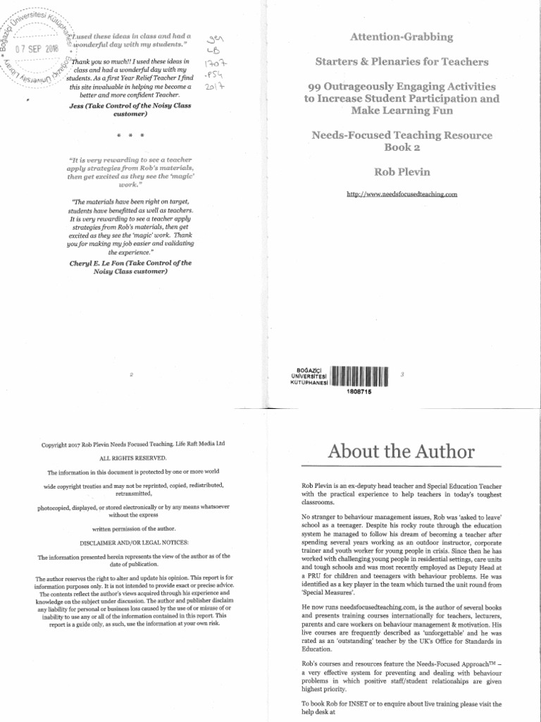 Attention-Grabbing Starters & Plenaries For Teachers 2017 | PDF