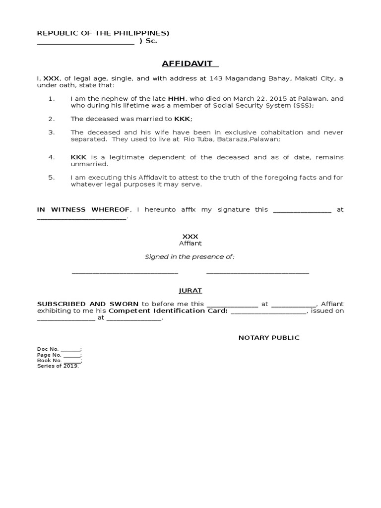 Affidavit of Declaration of Heir | PDF
