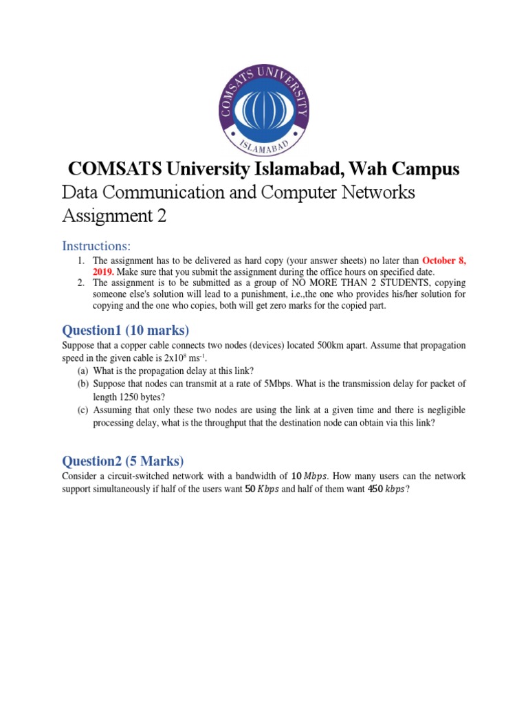 COMSATS University Islamabad, Wah Campus: Data Communication and ...