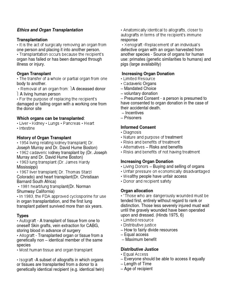 Ethics and Organ Transplantation | PDF | Organ Transplantation | Organ ...