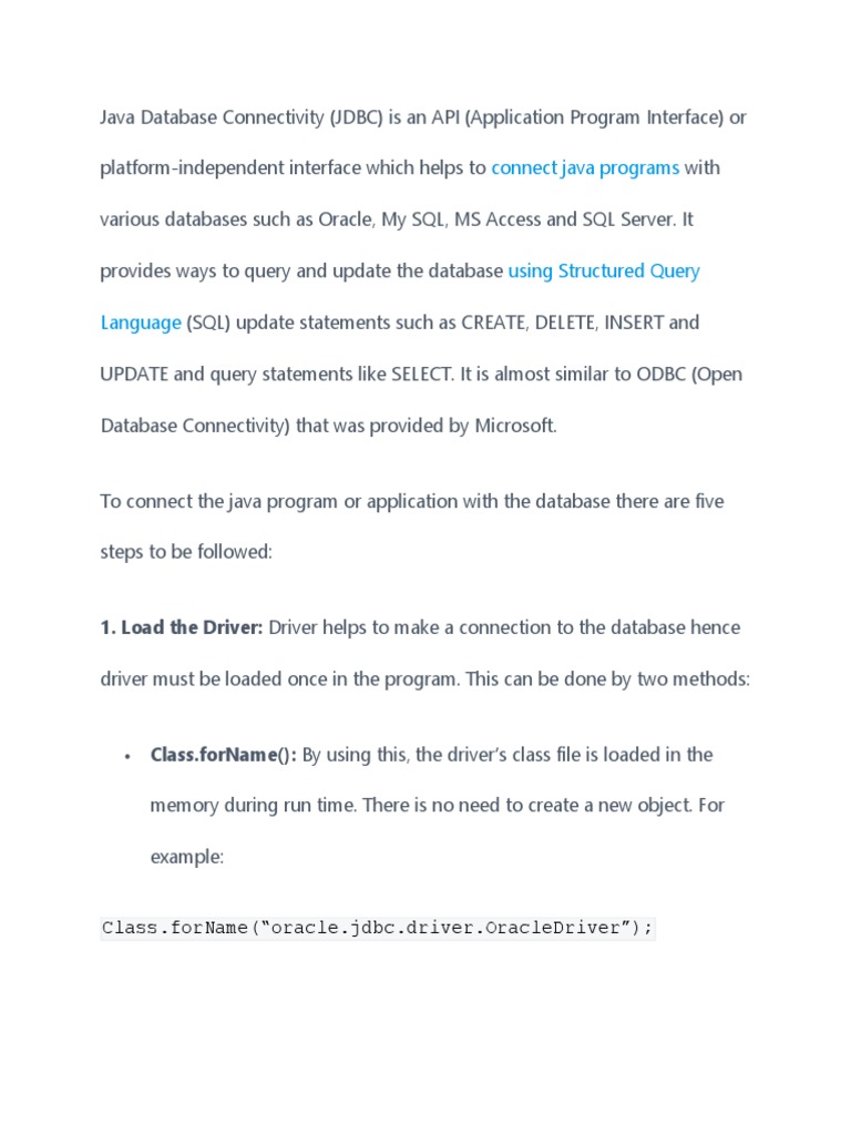 Java Database Connectivity | PDF | Databases | Application Programming ...