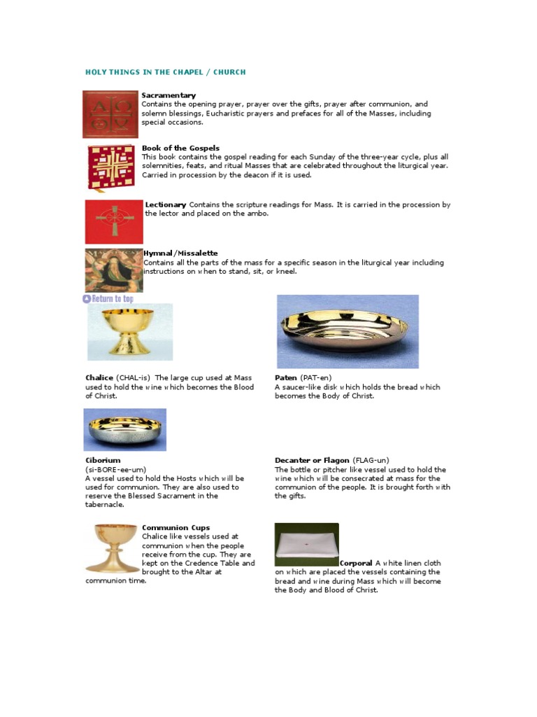 Liturgical Items Used in Catholic Mass | PDF | Eucharist | Christian ...