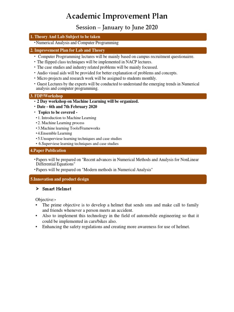 Academic Improvement Plan - NACP | PDF