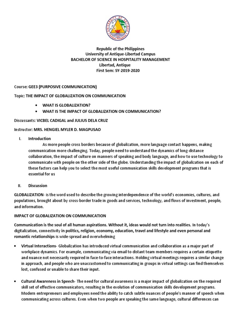 Globalization's Impact on Communication | PDF | Body Language ...
