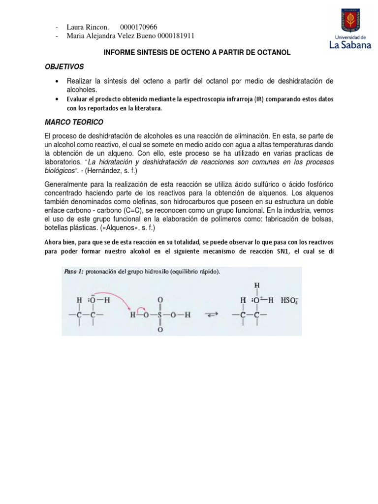 Sintesis Del Octeno | PDF | Reacciones químicas | Alcohol