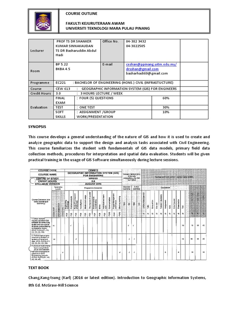 GIS for Civil Engineering Course Overview | PDF | Geographic ...