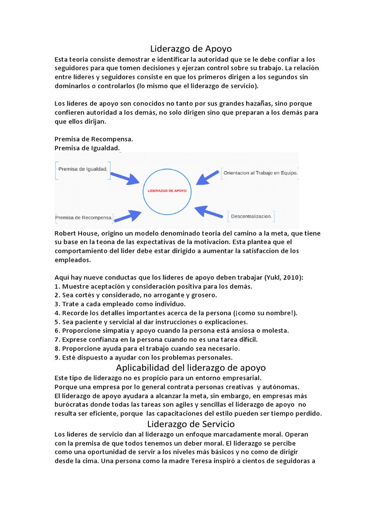 Liderazgo de Apoyo y de Servicio | PDF | Liderazgo | Motivación