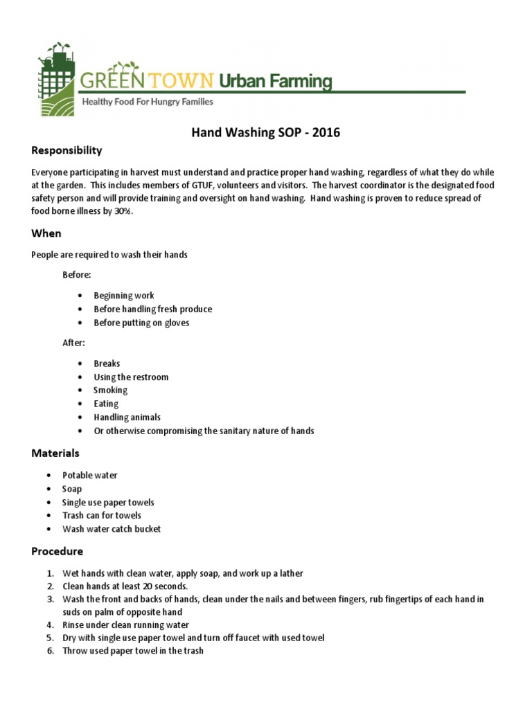 Hand Washing SOP | PDF