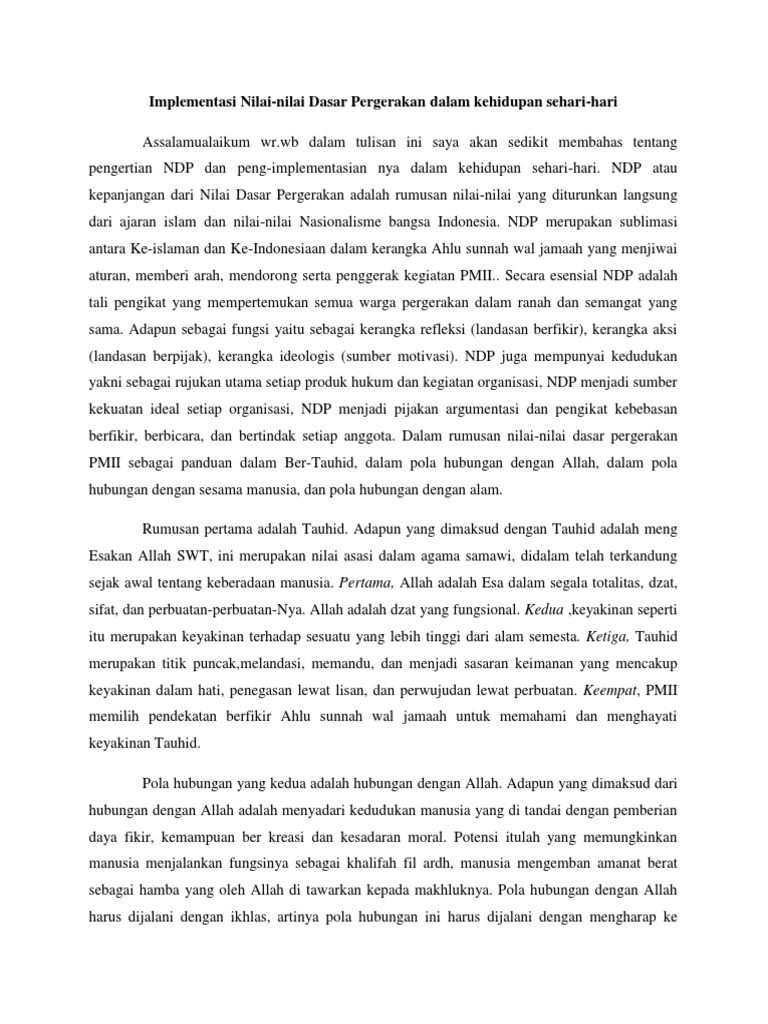 Implementasi NDP PMII | PDF