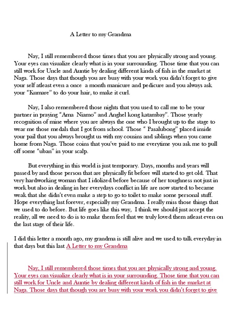 A Letter To My Grandma | PDF