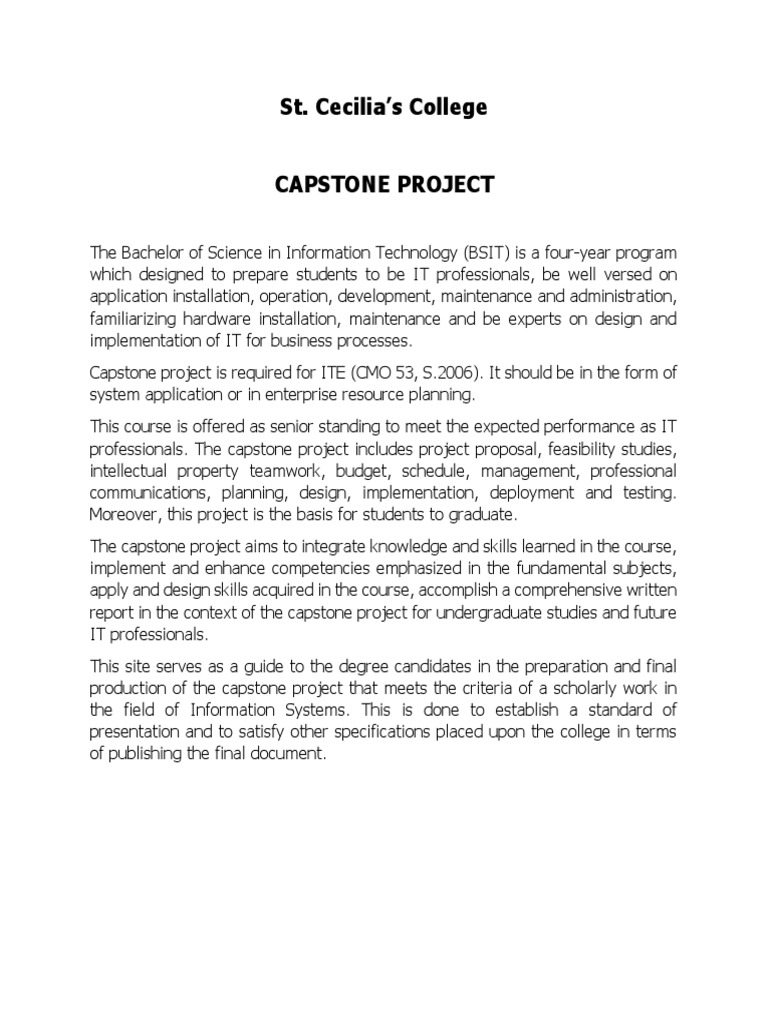 Capstone Guidelines: Standards for Preparing and Presenting the ...