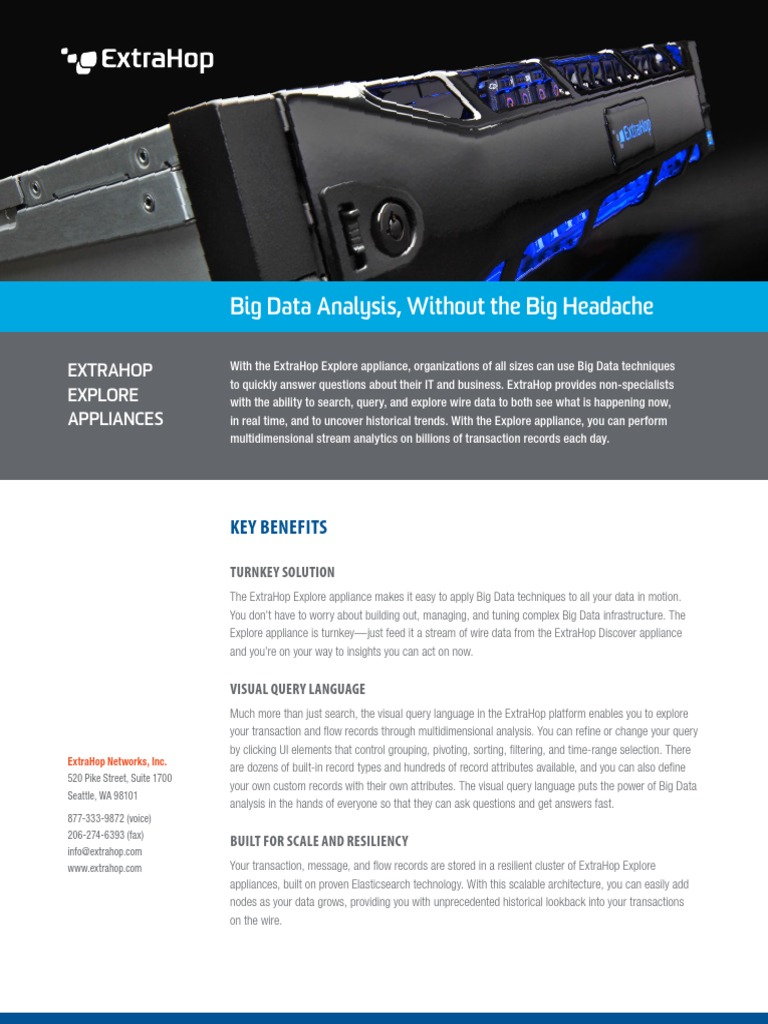ExtraHop Explore Appliances Datasheet | PDF | Big Data | Computer Cluster