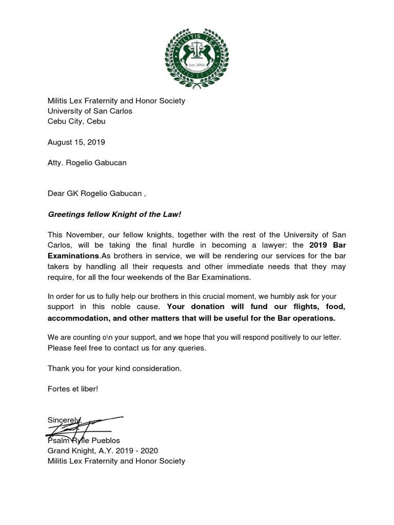 Bar Operations Solicitation Letter | PDF