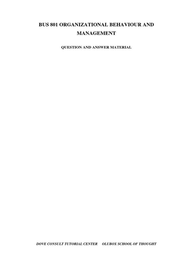 BUS 801 Answers and Summary | PDF | Reinforcement | Leadership