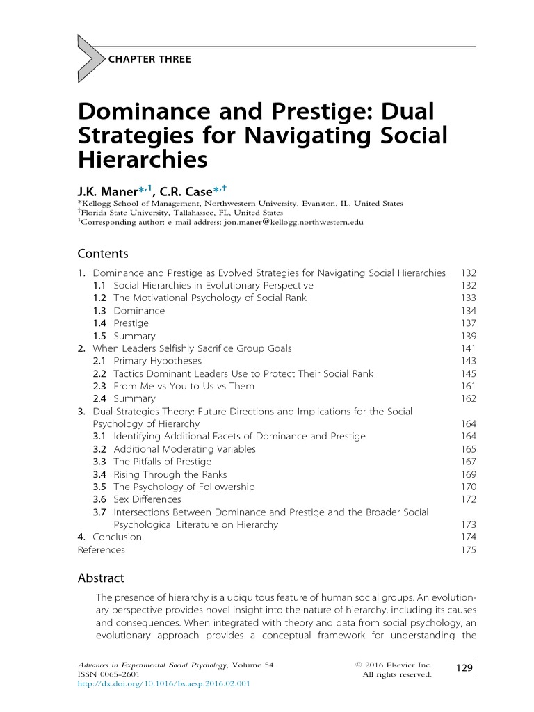 Dominance and Prestige Dual Strategies For Navigating Social ...