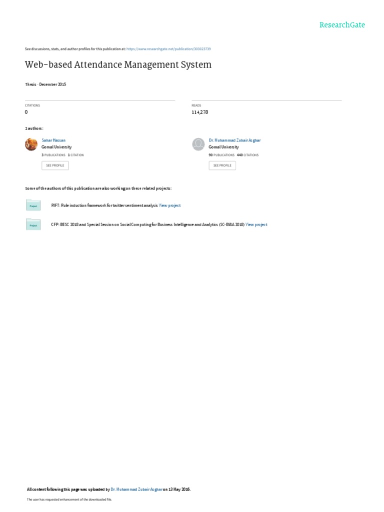 Web-Based Attendance Management System: December 2015 | PDF | Bootstrap ...
