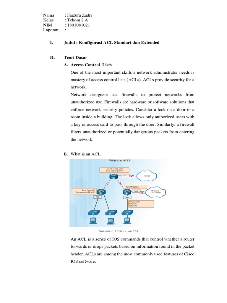 Konfigurasi ACL Standart Dan Extended | PDF | Computer Network | Firewall (Computing)