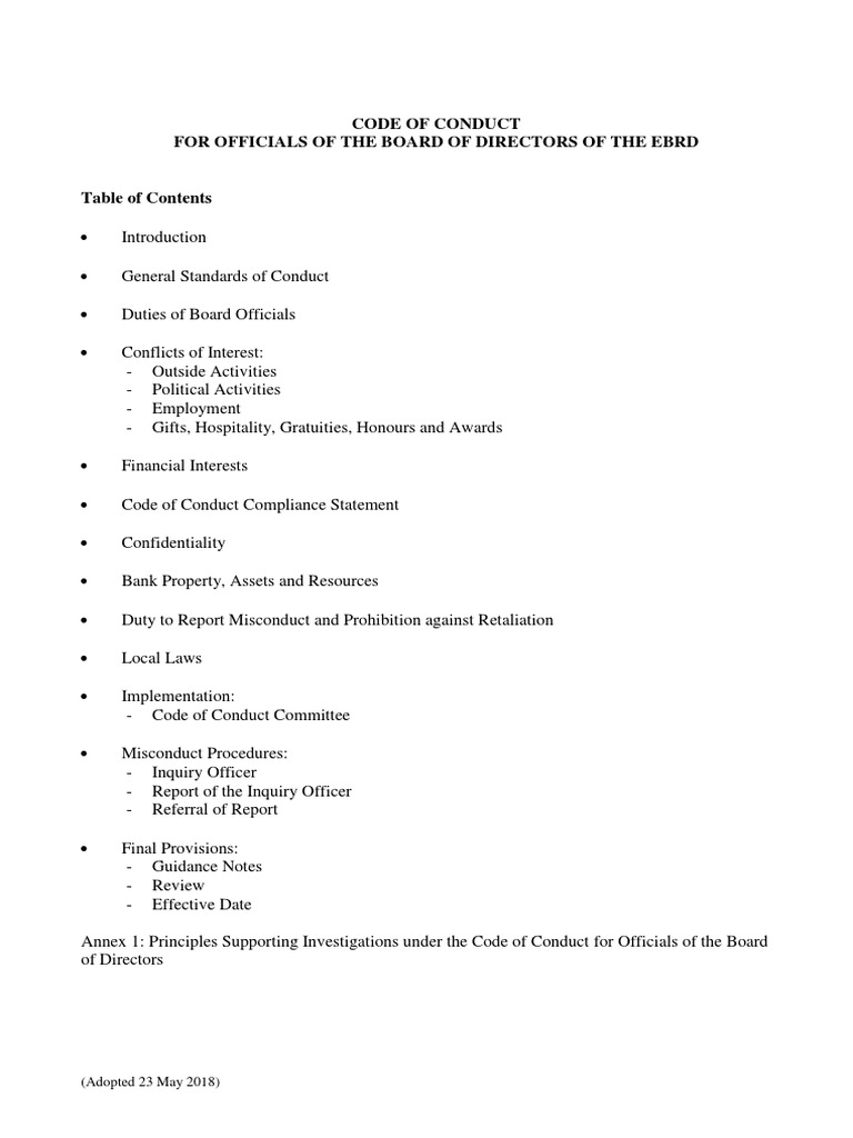 Code of Conduct Board | PDF | Conflict Of Interest | Board Of Directors