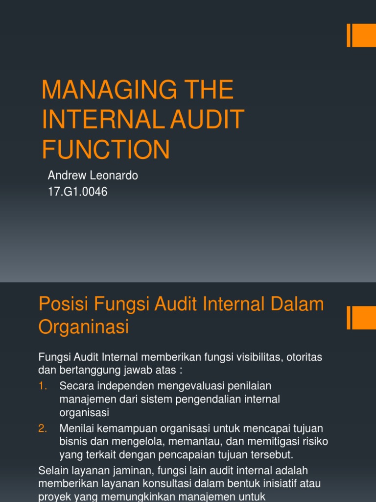 Managing The Internal Audit Function | PDF