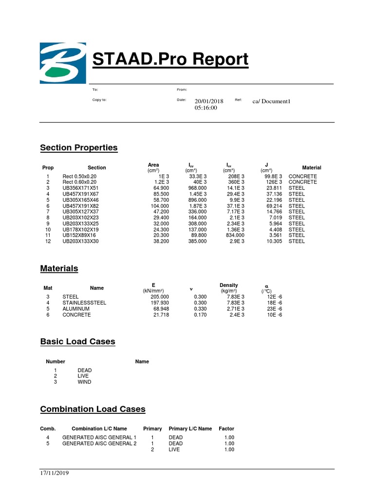 STAAD - Pro Report: Section Properties | Download Free PDF | Civil ...