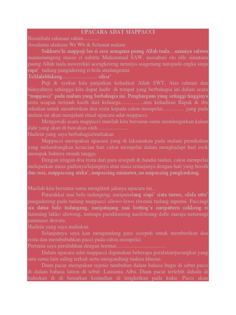 Upacara Adat Mappacci | PDF