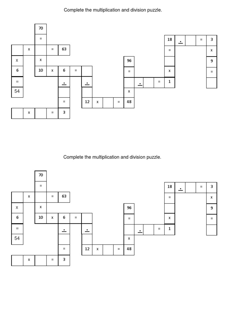 Multiplication and Division Puzzle Worksheet | PDF | Teaching Methods ...