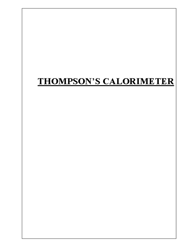 Thompson's Calorimeter | PDF | Combustion | Heat