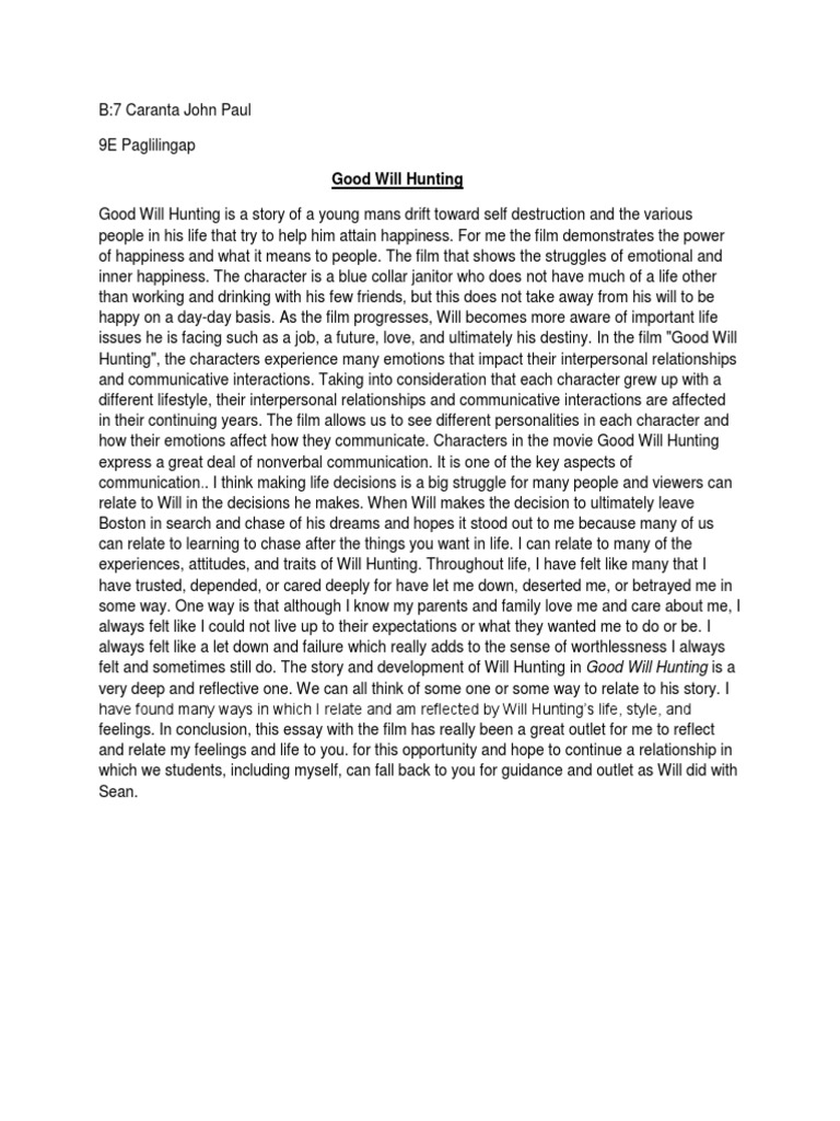Good Will Hunting | PDF | Interpersonal Relationships | Happiness