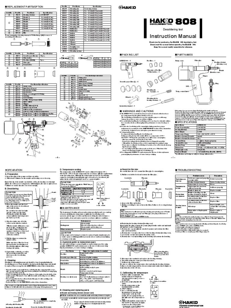 Hakko 808 Manual | PDF | Soldering | Manufactured Goods