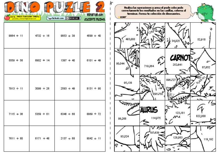 Dino Puzle Division PDF | PDF | Ocio
