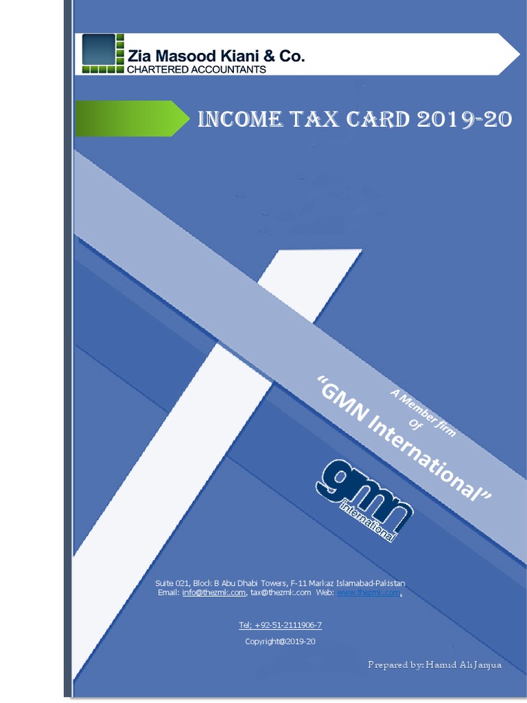 Income Tax Card 2019-20: Suite 021, Block B Abu Dhabi Towers, F-11 ...