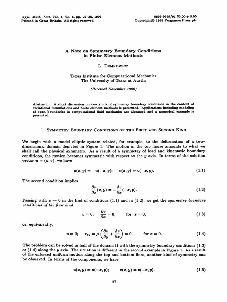 Symmetry Boundary Condition FEA | PDF | Boundary Value Problem | Fluid ...